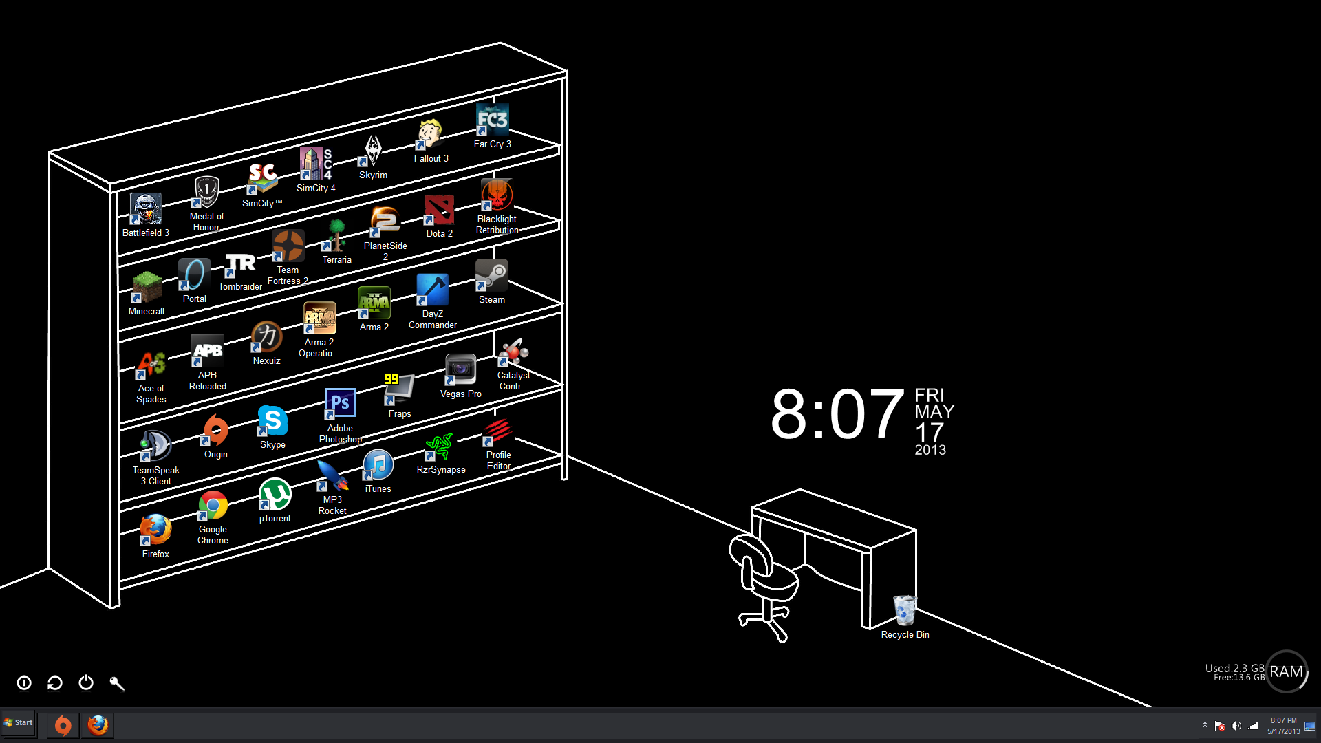 Arrange Your Desktop Icons On The Shelf example In Comments 